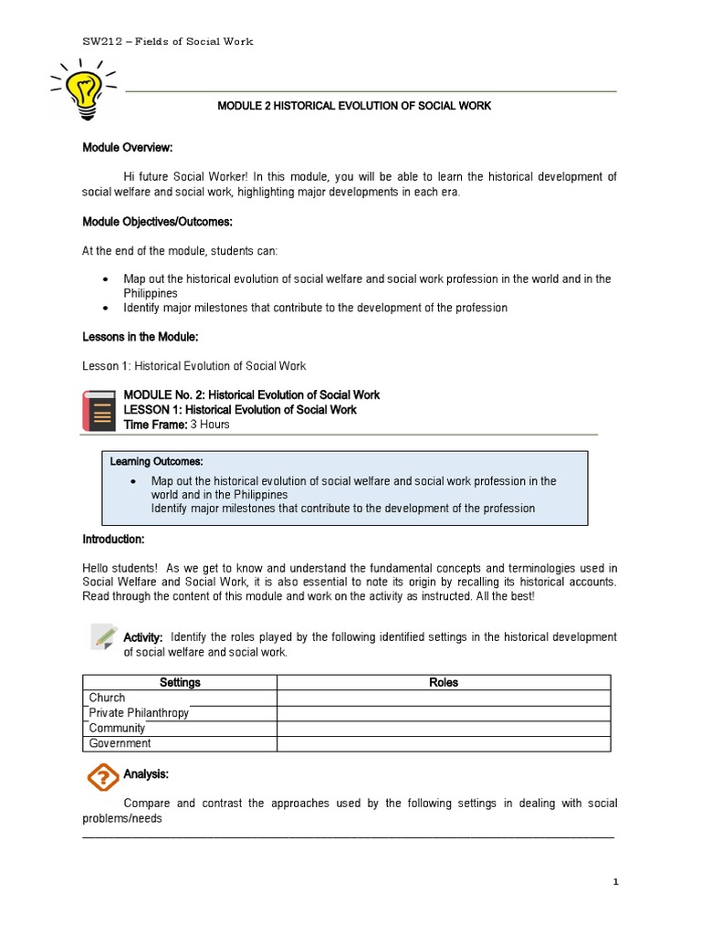Pelayo Rotchell - Module 2 - Historical Evolution of Social Work | PDF ...