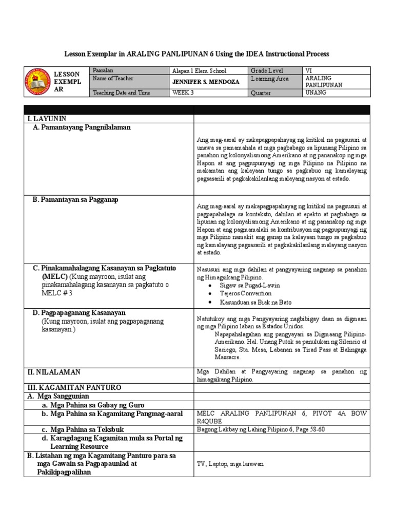 LE-AP6-Q1-W3 Final | PDF