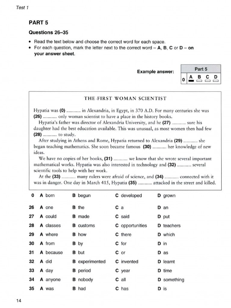 Reading Part 5 T1 | PDF
