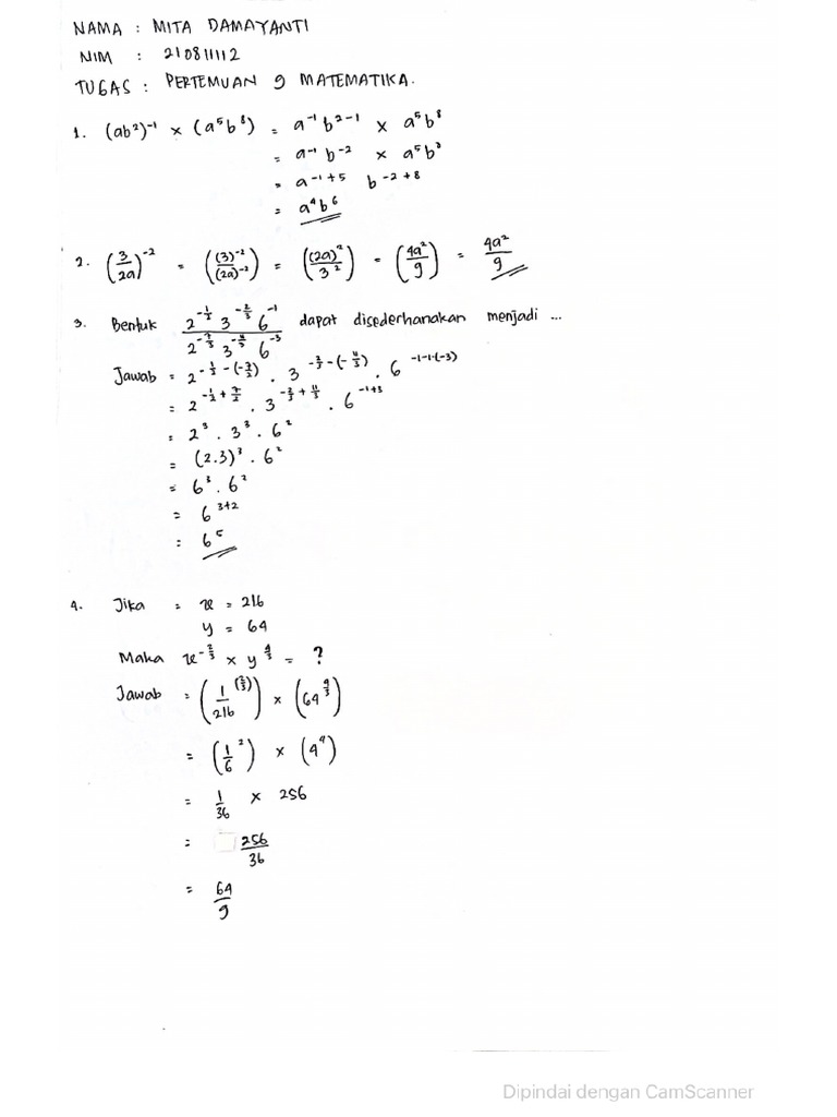 Tugas Matematika Pertemuan 9 | PDF