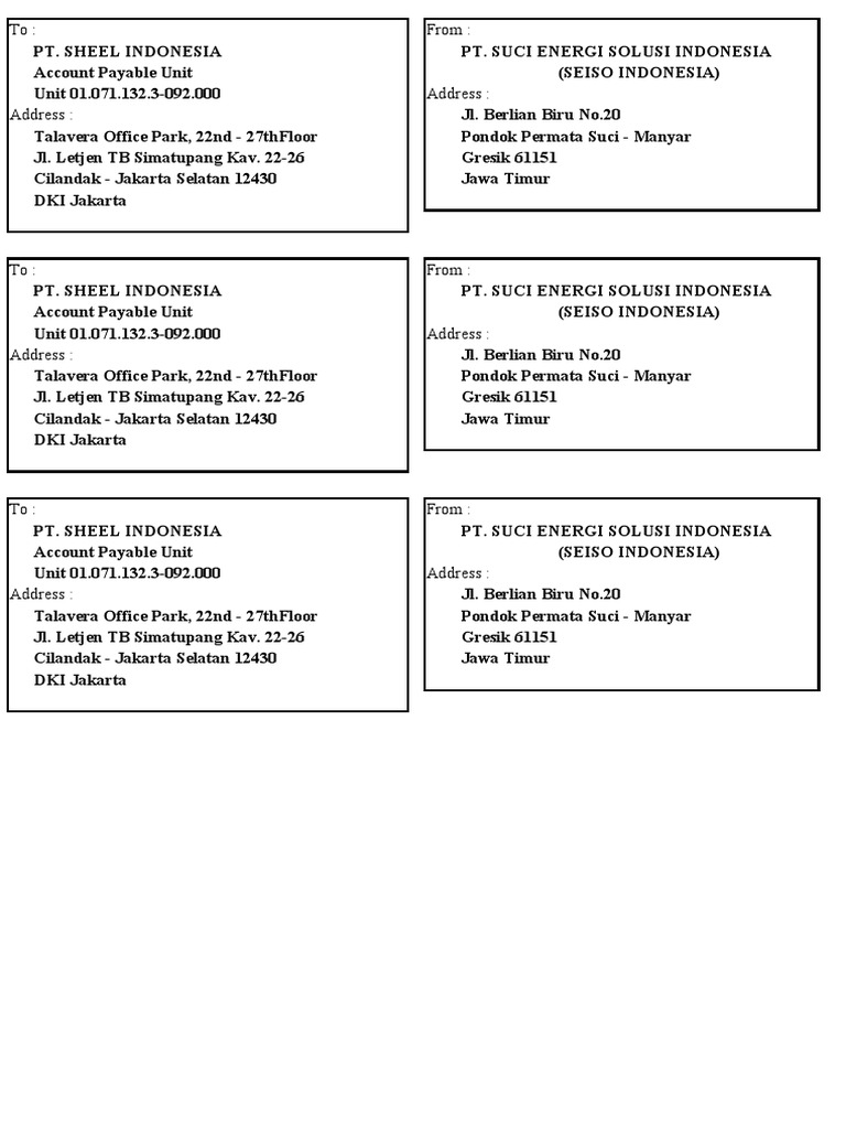Template Alamat | PDF