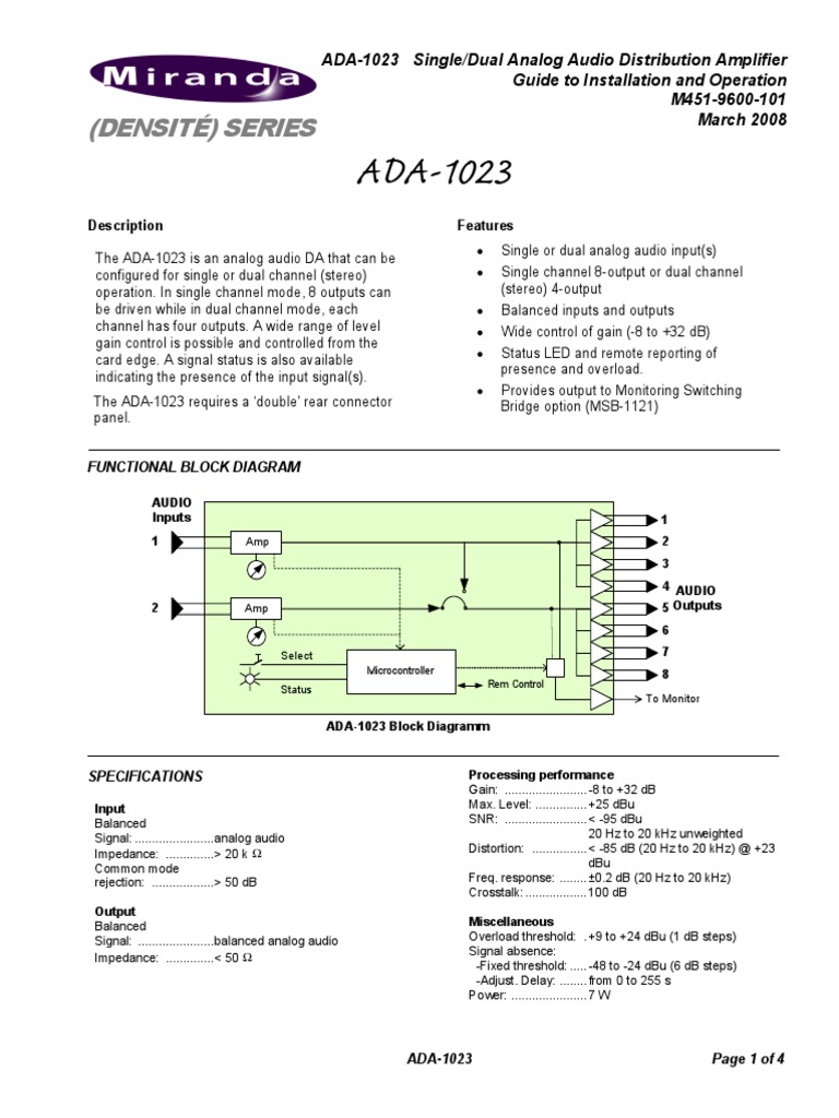 ADA-1023 Manual | Download Free PDF | Amplifier | Telecommunications ...