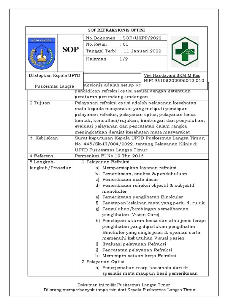Sop Pelayanan | PDF | Sains & Matematika
