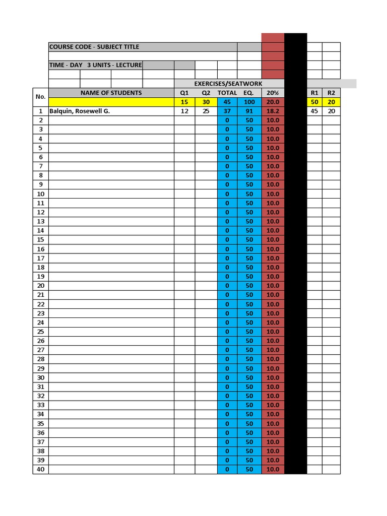 Ccje Class Record Template 2021 | PDF