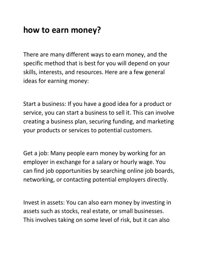 Ways to Earn Money Effectively | PDF | Career & Growth