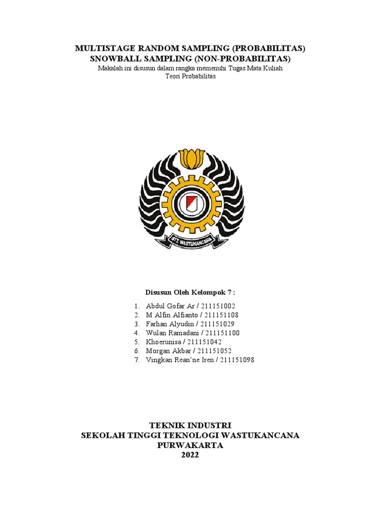 MULTISTAGE RANDOM SAMPLING - Edt | PDF | Karier & Perkembangan | Sains & Matematika