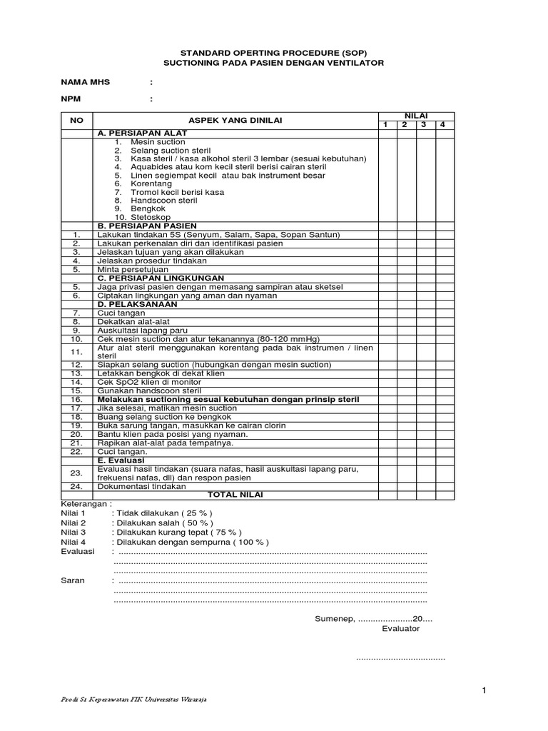SOP Suctioning Ventilator | PDF
