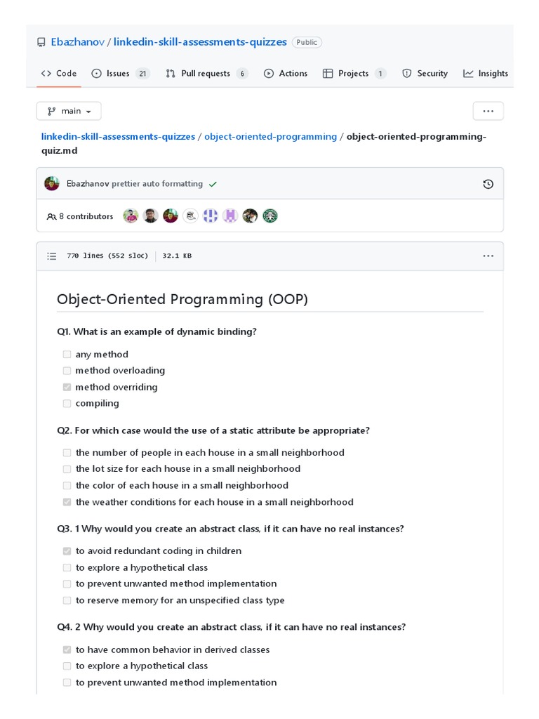 Linkedin-Skill-Assessments-Quizzes - Object-Oriented-Programming-Quiz - MD at Main Ebazhanov ...