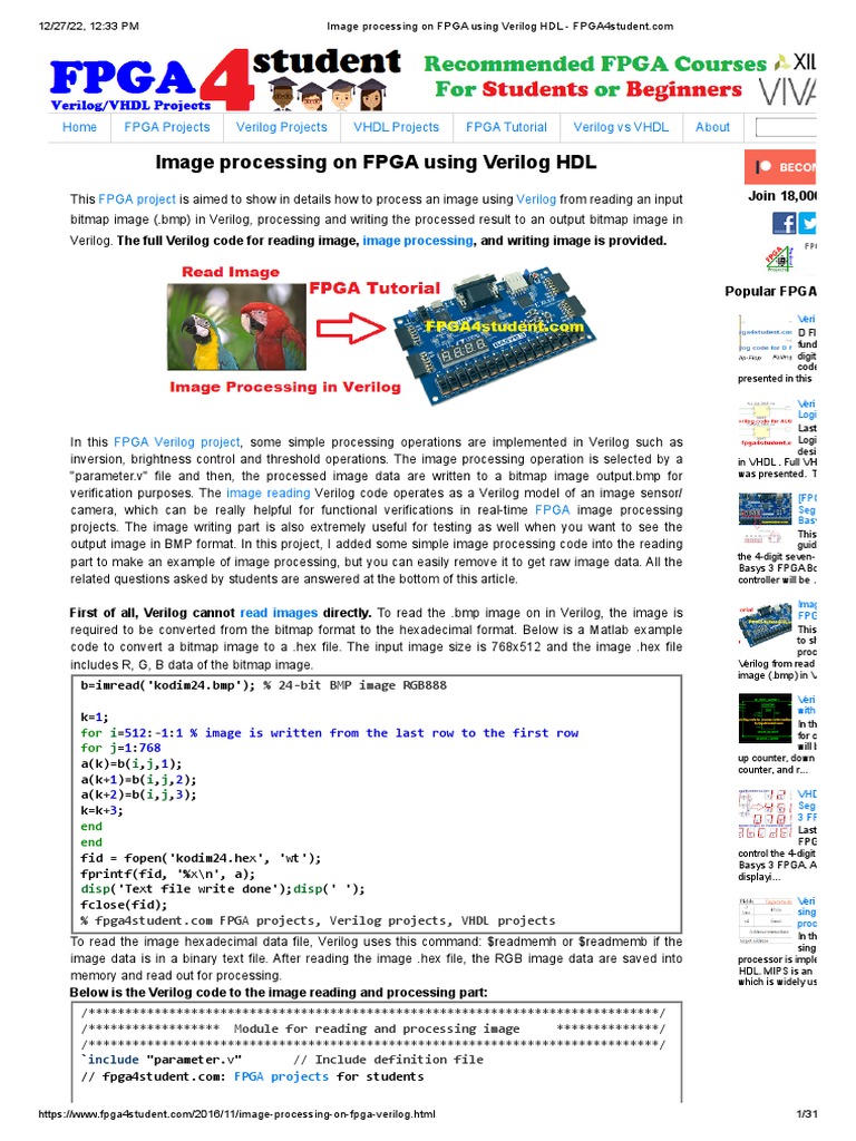 Image Processing | PDF | Field Programmable Gate Array | Hardware Description Language