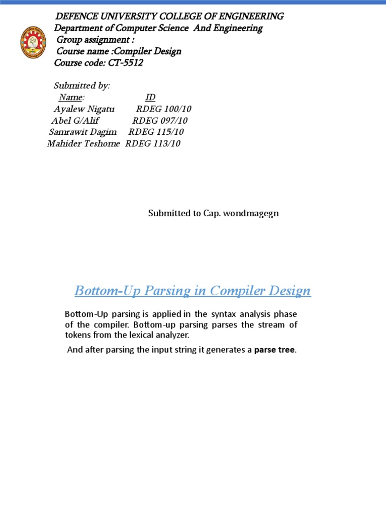 Bottom-Up Parsing in Compiler Design | PDF | Parsing | Linguistics