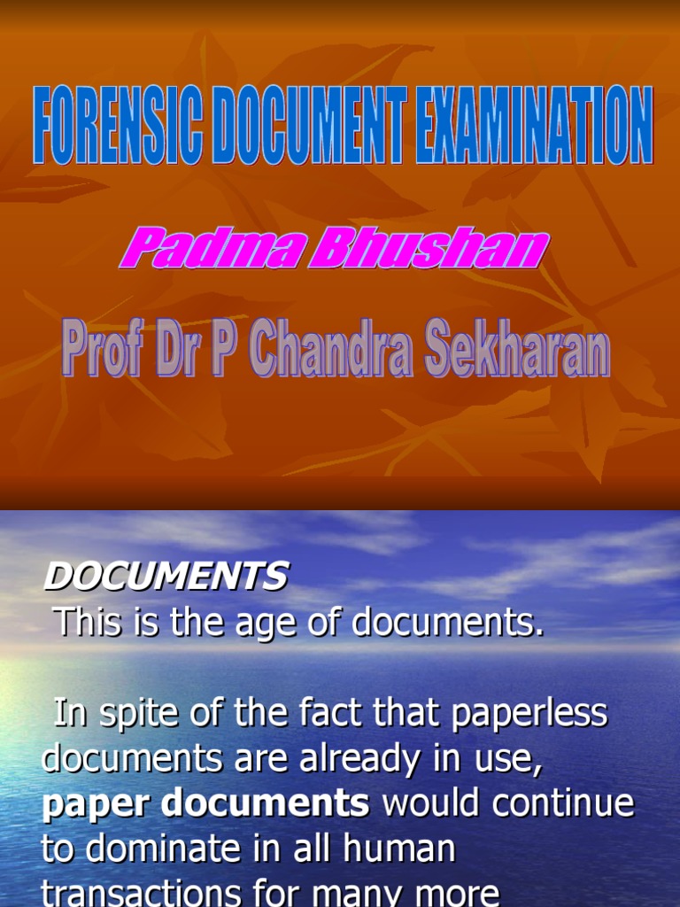 Presentation On FORENSIC DOCUMENT EXAMINATION | PDF | Signature