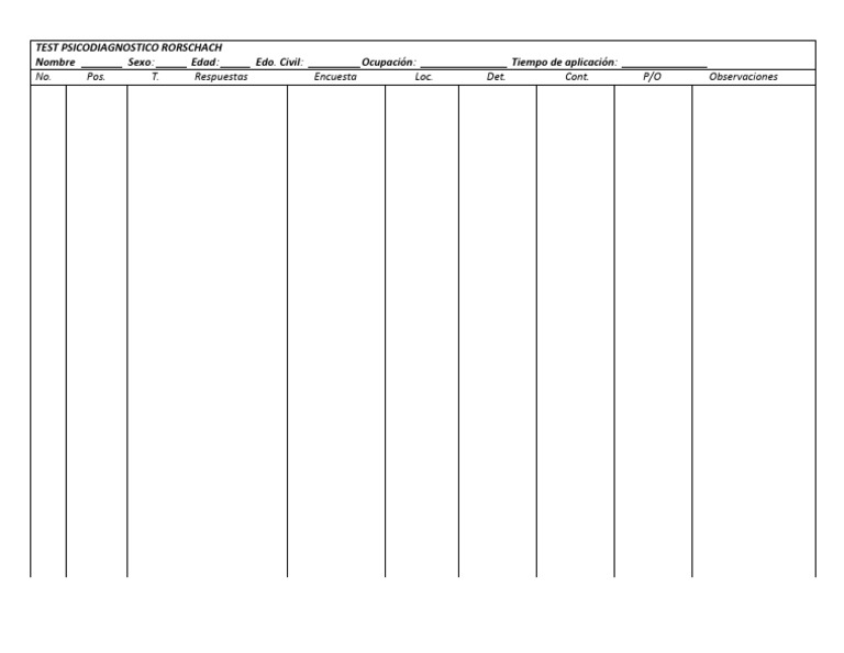 Formulario para El Rorschach | PDF