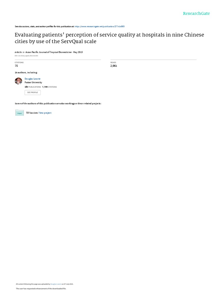 Evaluating Patients' Perception of Service Quality at Hospitals in Nine ...