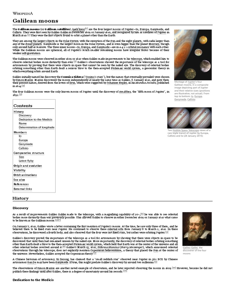 Galilean Moons | PDF | Europa (Moon) | Jupiter