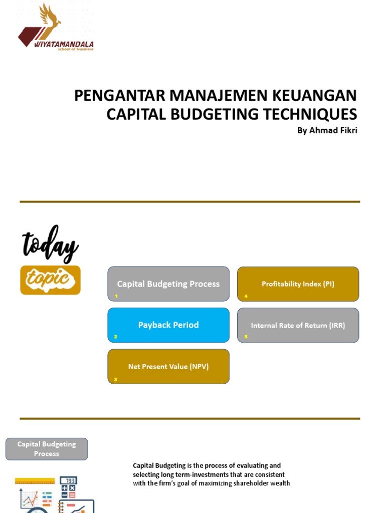 Manajemen Keuangan Lanjutan - Capital BUdgeting | PDF | Capital Budgeting | Net Present Value