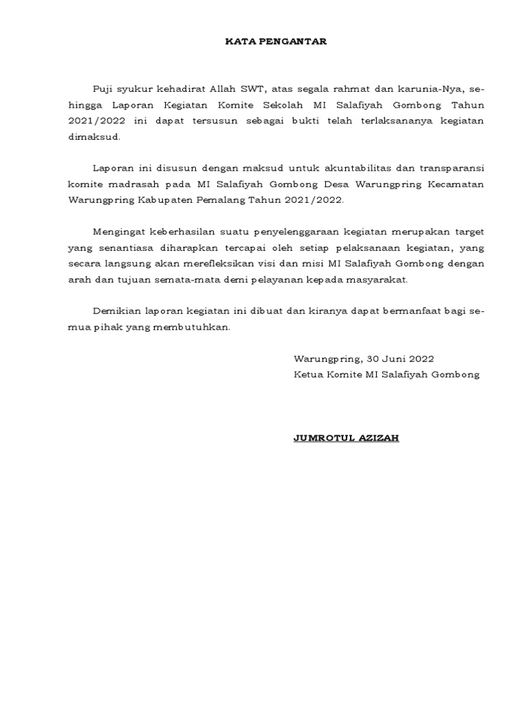 Laporan Kegiatan Komite Pdf
