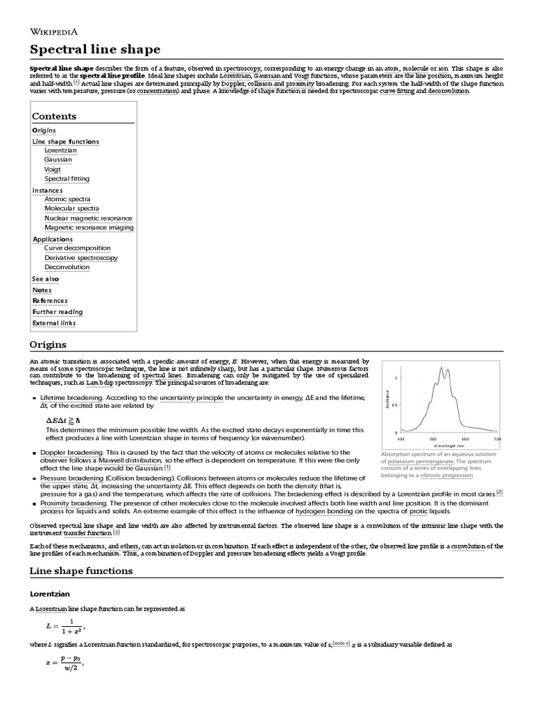 Spectral Line Shape | PDF | Physical Chemistry | Scientific Method