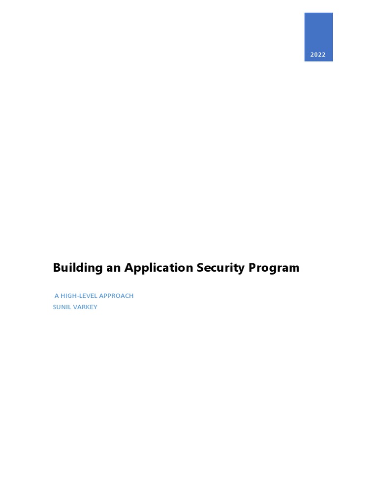 Building An Application Security Program High Level View Pdf 2961