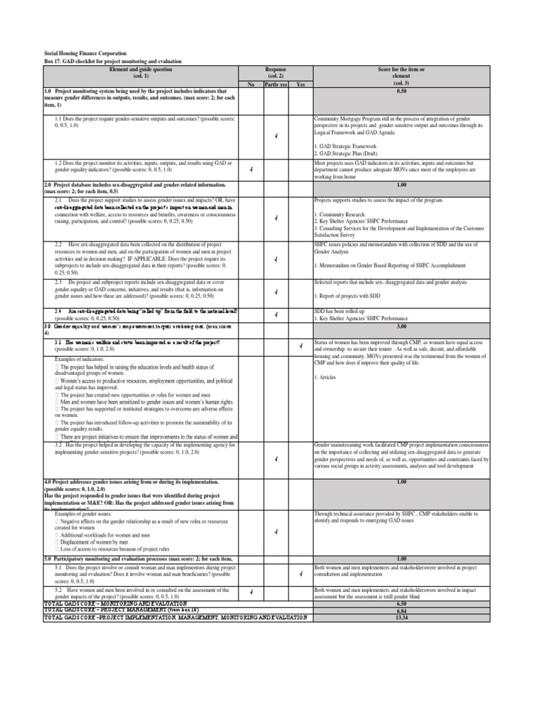 2020 HGDG Pimme Checklist 17 | PDF | Evaluation | Monitoring And Evaluation
