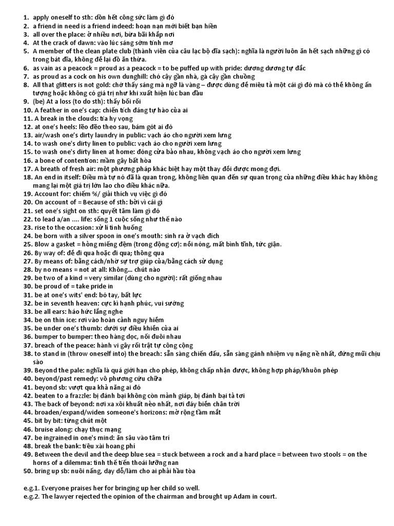 Idioms, Phrasal Verbs and Collocations Collection | PDF