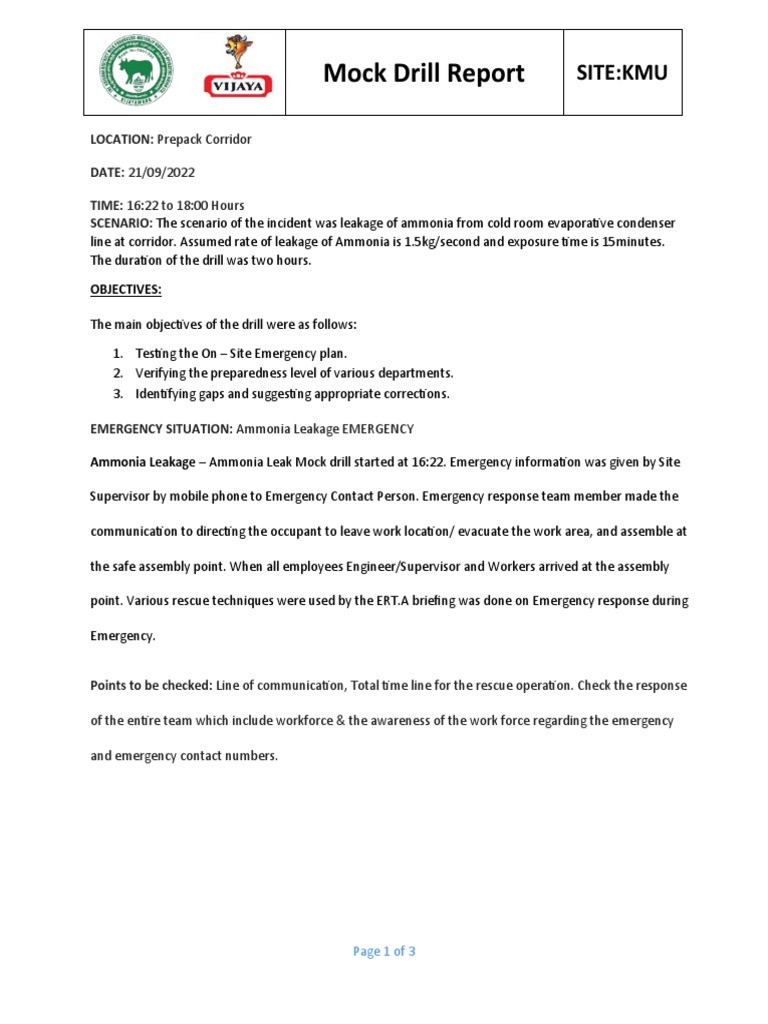 Ammonia Mock Drill | PDF | Emergency | Emergency Management