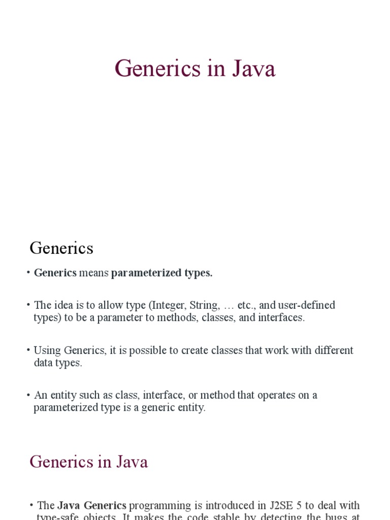 Generics in Java | Download Free PDF | Method (Computer Programming ...