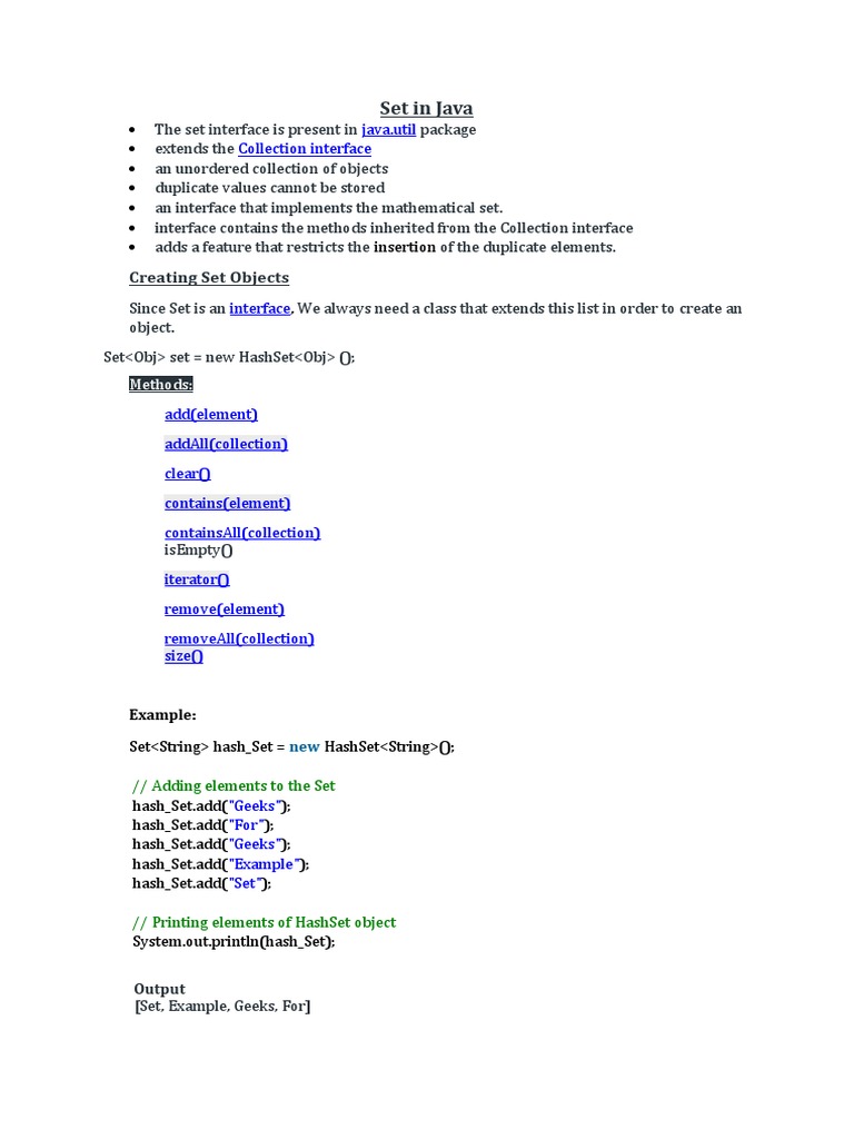 Sets and Maps in Java | PDF | Java (Programming Language) | Integer (Computer Science)