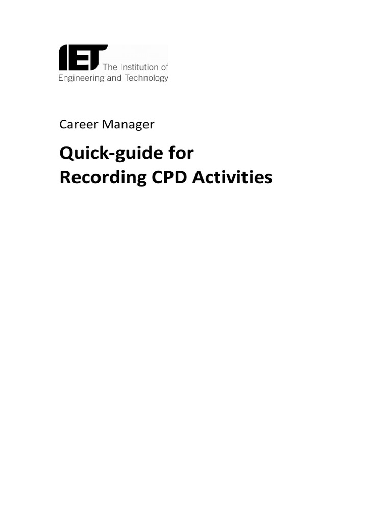 Quick Guide For Recording CPD Activities | PDF | Professional ...