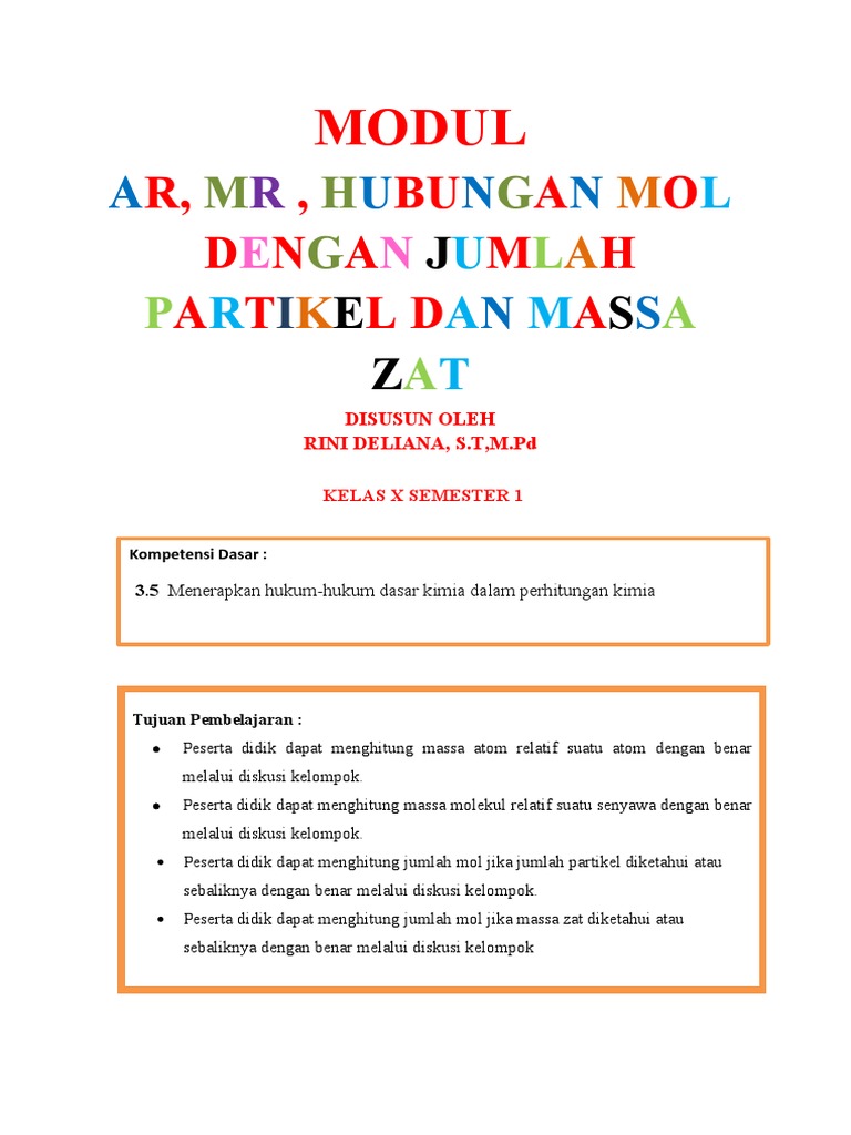 Hubungan Mol, Massa, dan Partikel Zat | PDF | Metode & Bahan Ajar