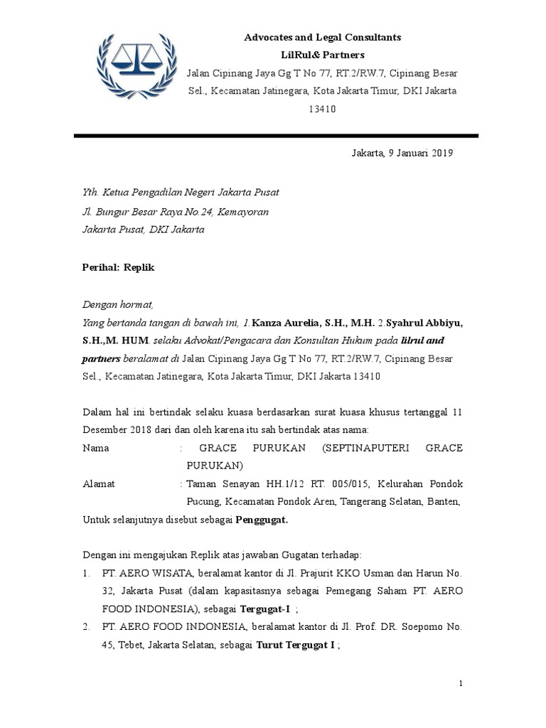 Contoh Replik | PDF