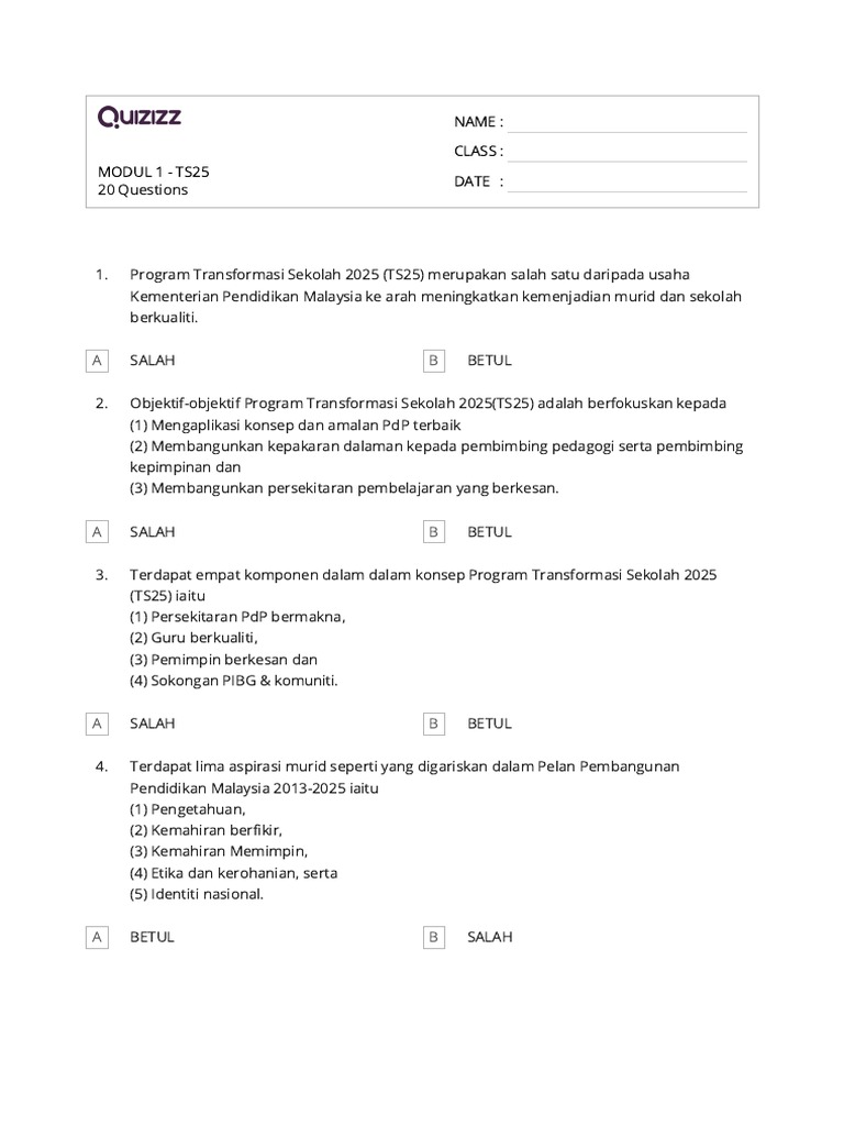 MODUL 1 - TS25 Kuiz | PDF