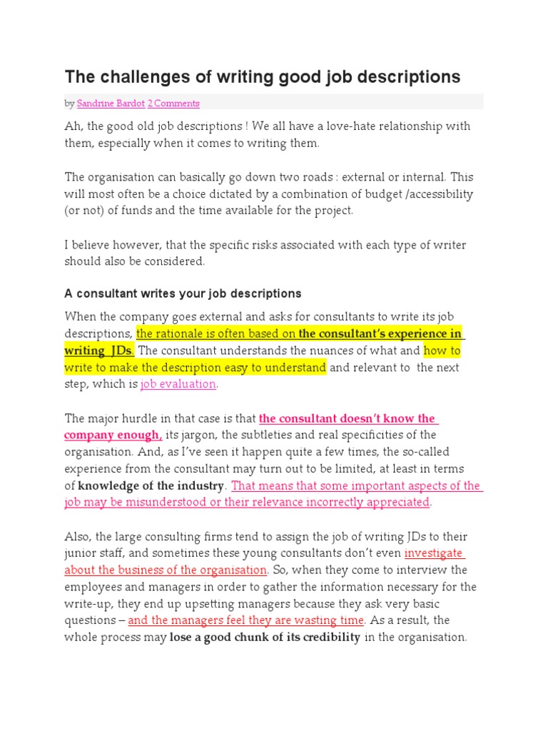 Writing Good Job Descriptions | PDF | Cost Of Living | Salary