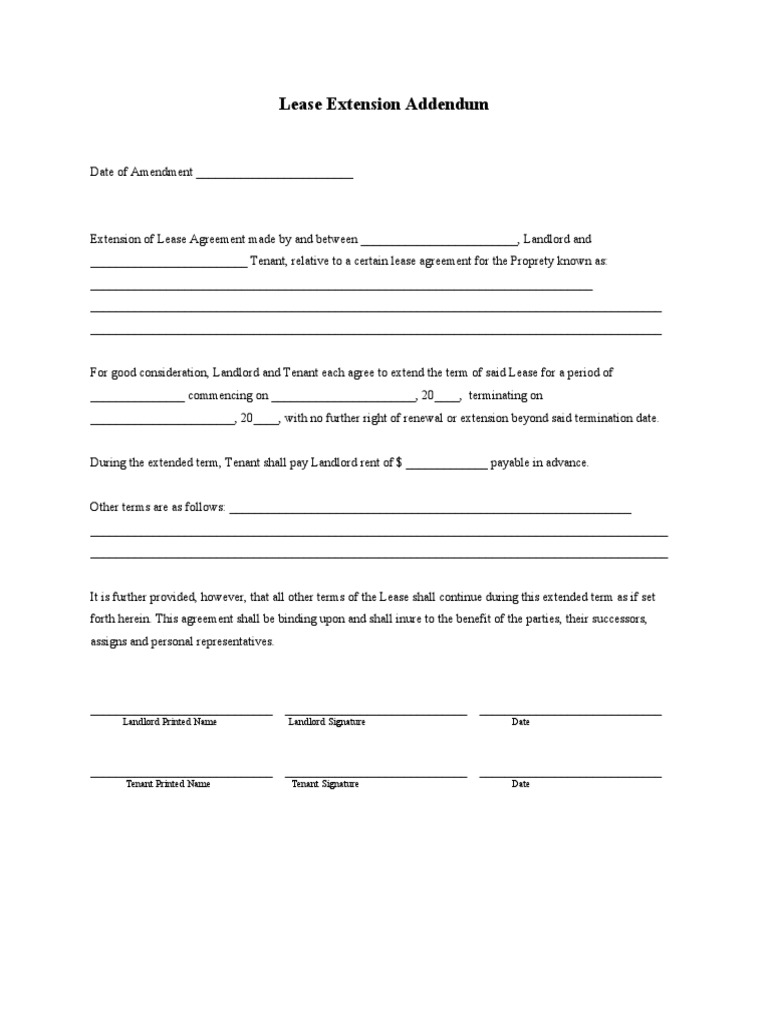 Lease Extension Addendum Template | PDF | Law