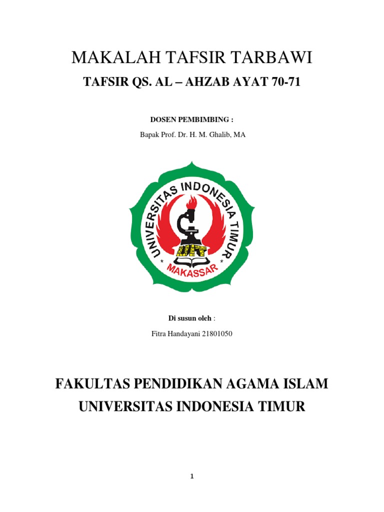 MAKALAH TAFSIR TARBAWI (Fitra Handayani 21801050) | PDF