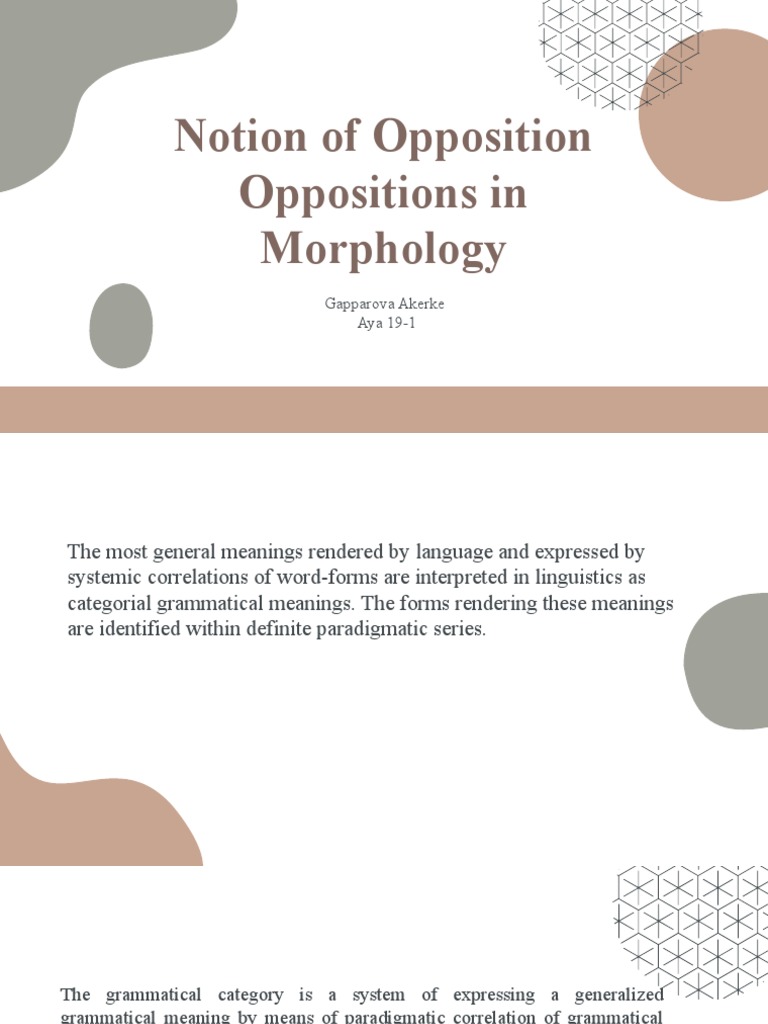 An Analysis of Oppositional Relationships in Morphology: Privative, Gradual, and Equipollent ...