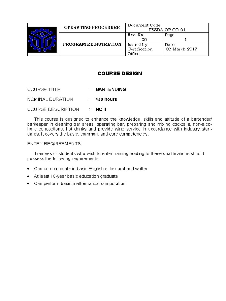 Bartending NC II | PDF | Occupational Safety And Health | Risk