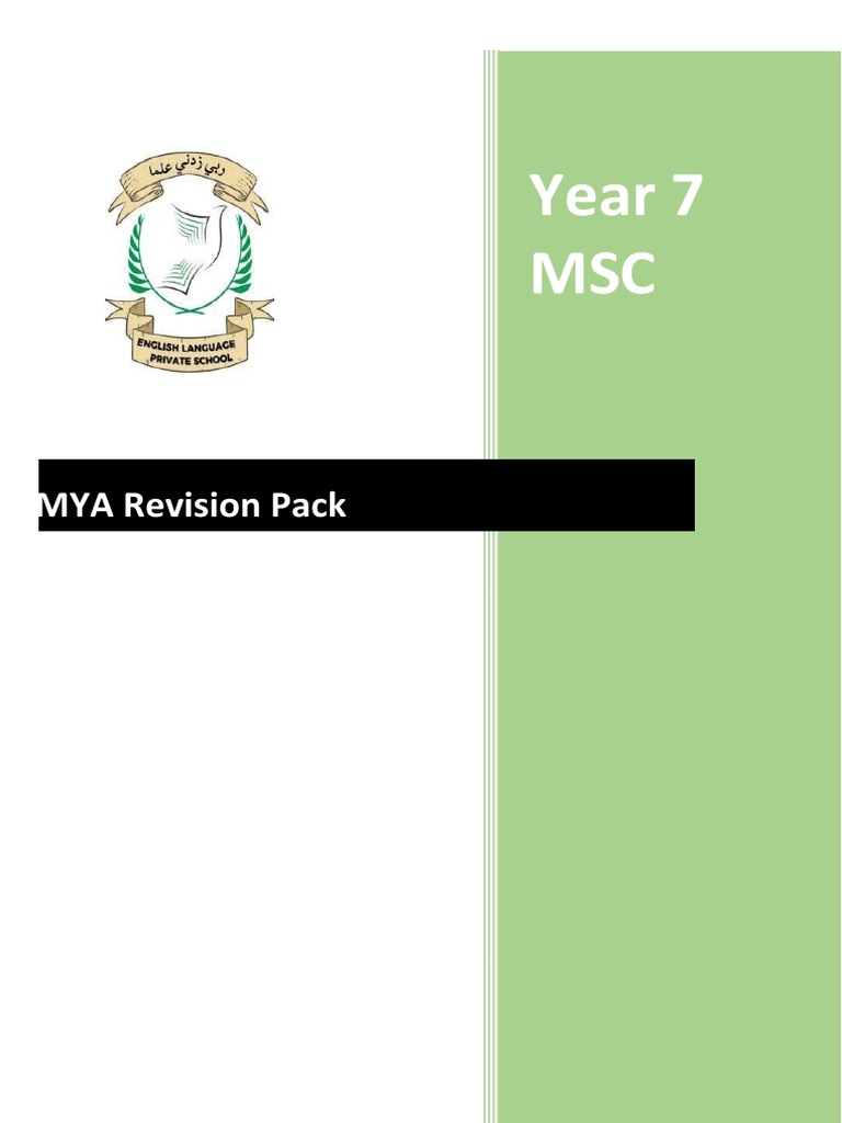 YR 7 Revision Book For MSC | PDF | Health Sciences