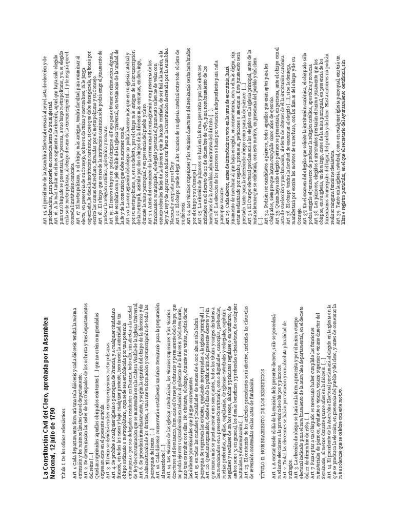 La Constitución Civil Del Clero | PDF | obispo | Iglesia Católica