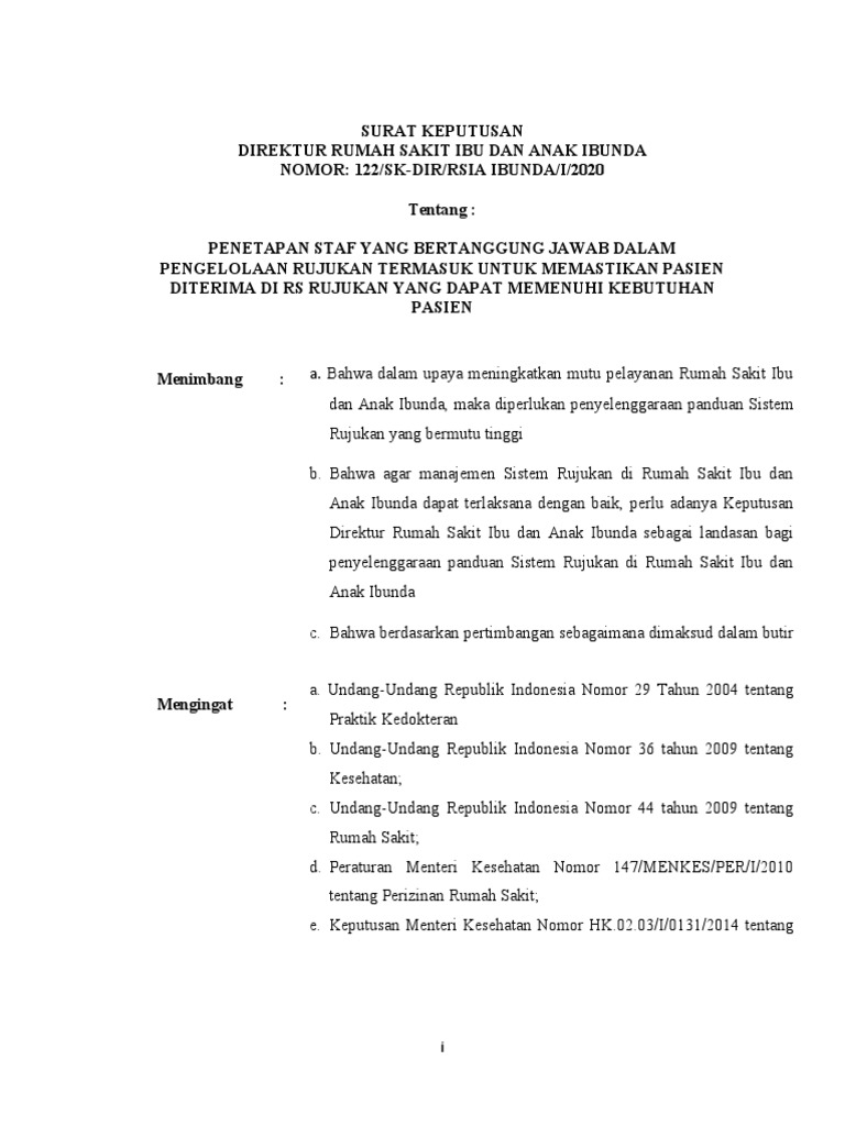 AKP 5.5 EP 1 (SK Staf Yang Bertanggungjawab DLM Pengelolaan Rujukan) | PDF