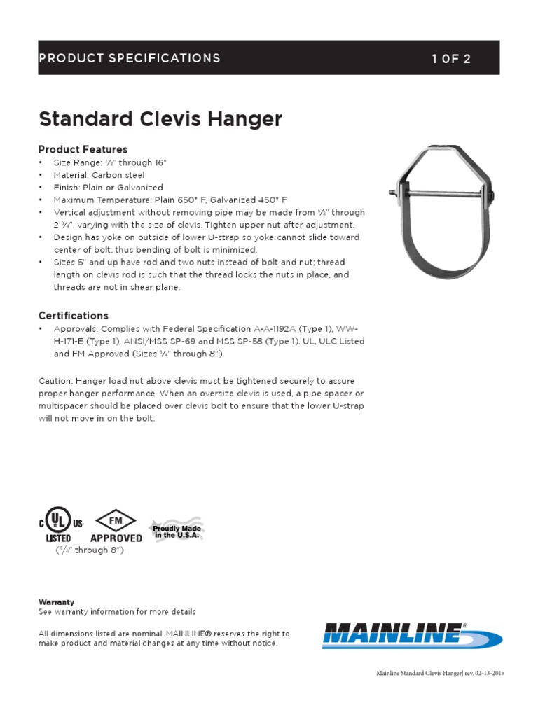 Clevis Hangers Combined | PDF | Pipe (Fluid Conveyance) | Screw