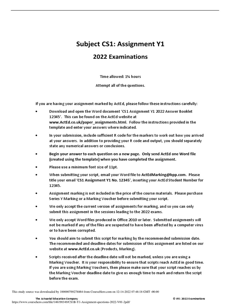 CS1B Y1 Assignment Questions 2022 V01 2 PDF | PDF | Statistical Theory | Statistics