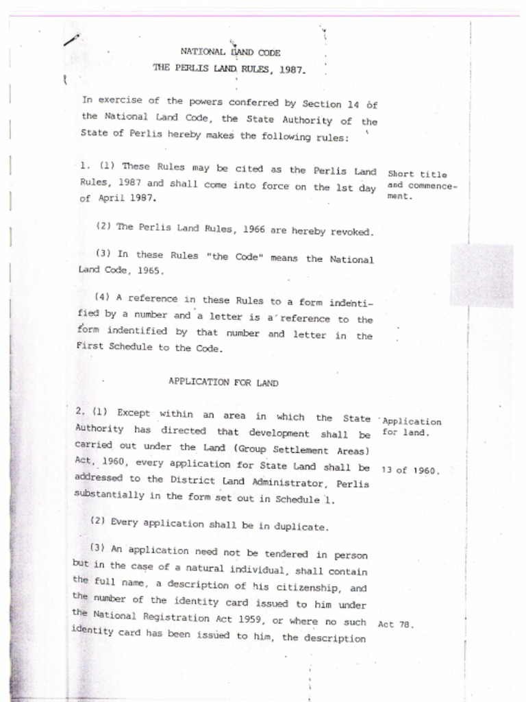 State Land Rules Perlis | PDF