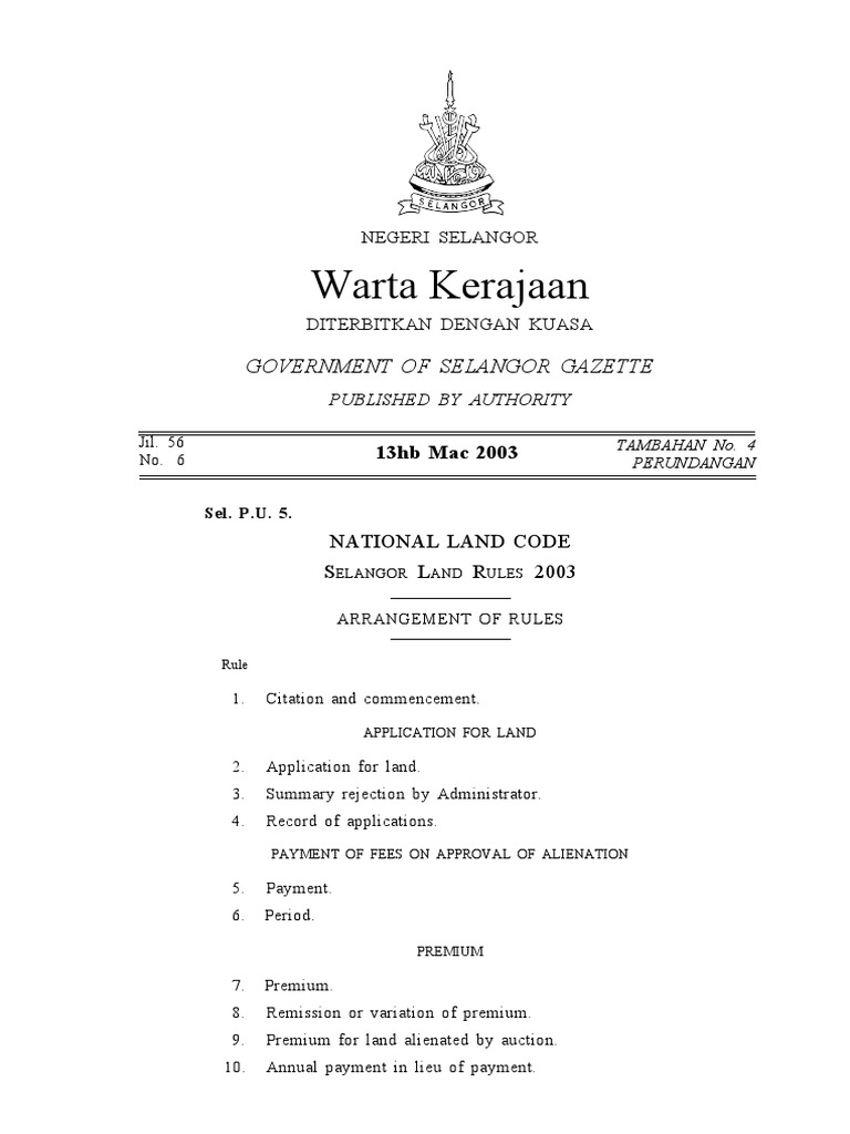 Selangor State Land Rules | PDF | Agriculture | Auction