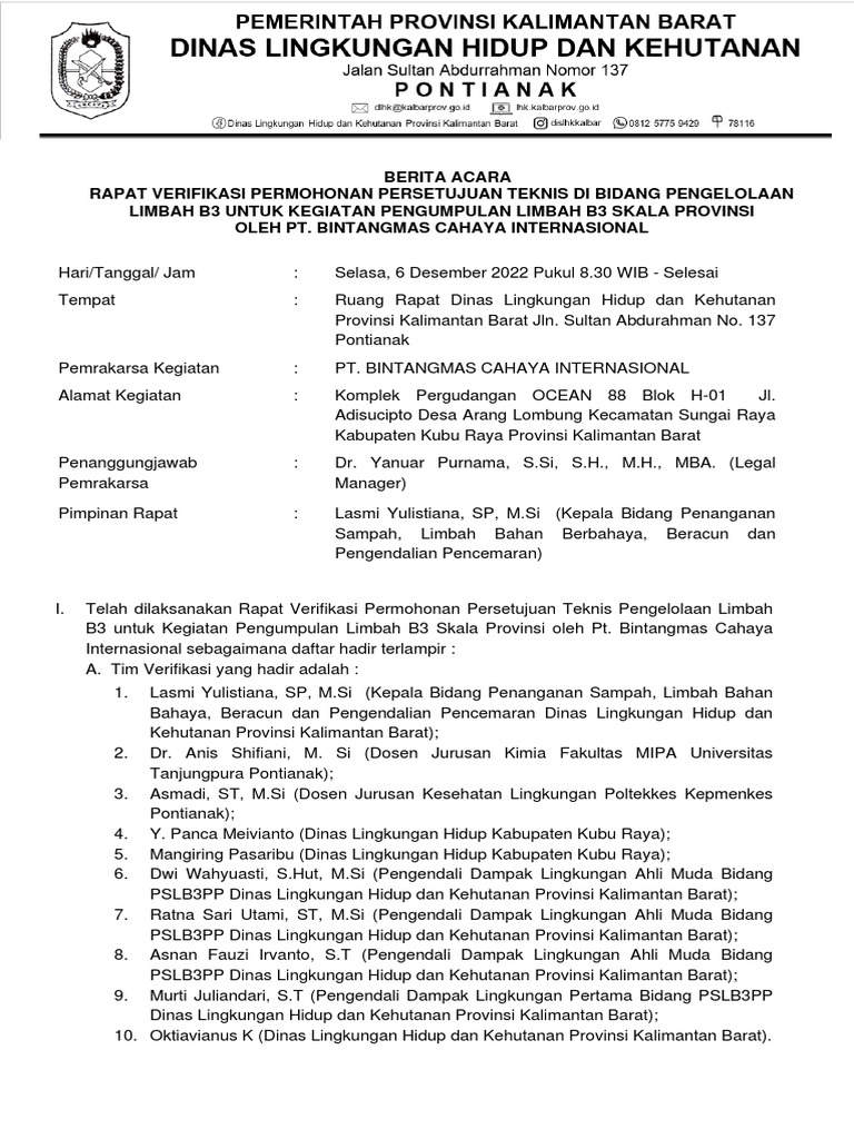 Ba Verifikasi Pertek Pt. Bci | PDF