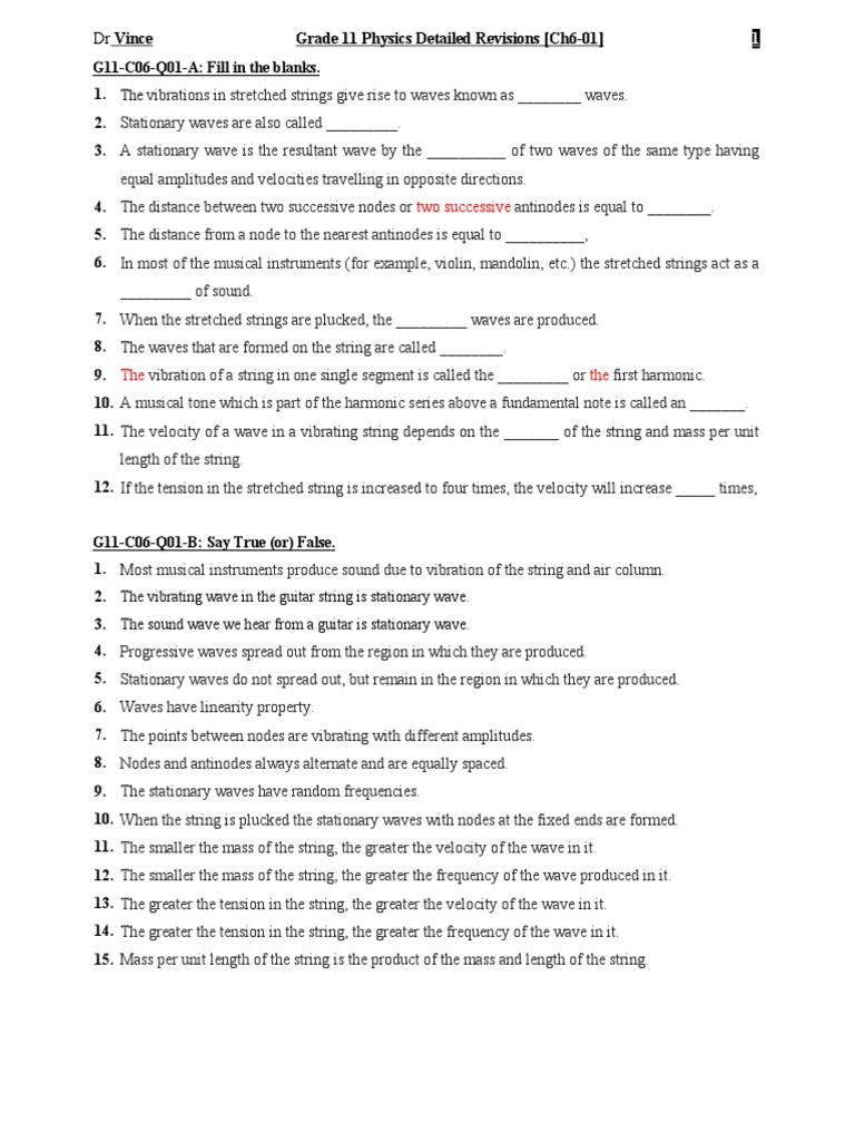 Gr11 Rev Ch06 01 QnA | PDF | Waves | Frequency