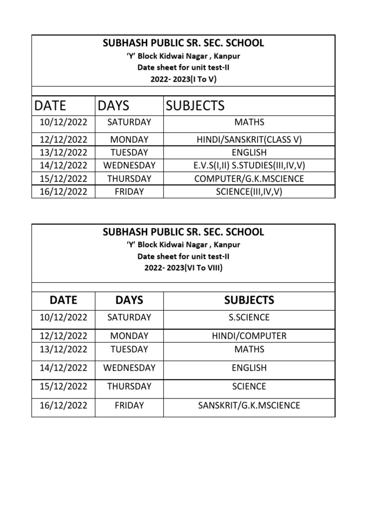 Date Sheet Excel | PDF