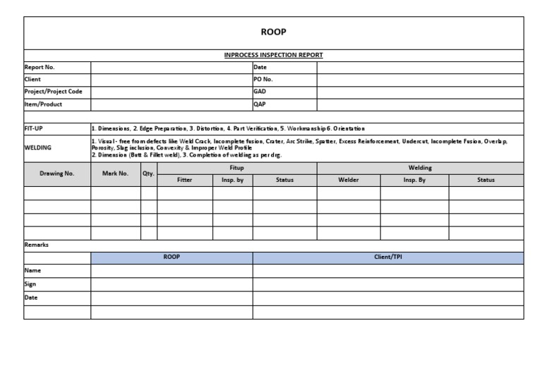 Inprocess Inspection Report | PDF