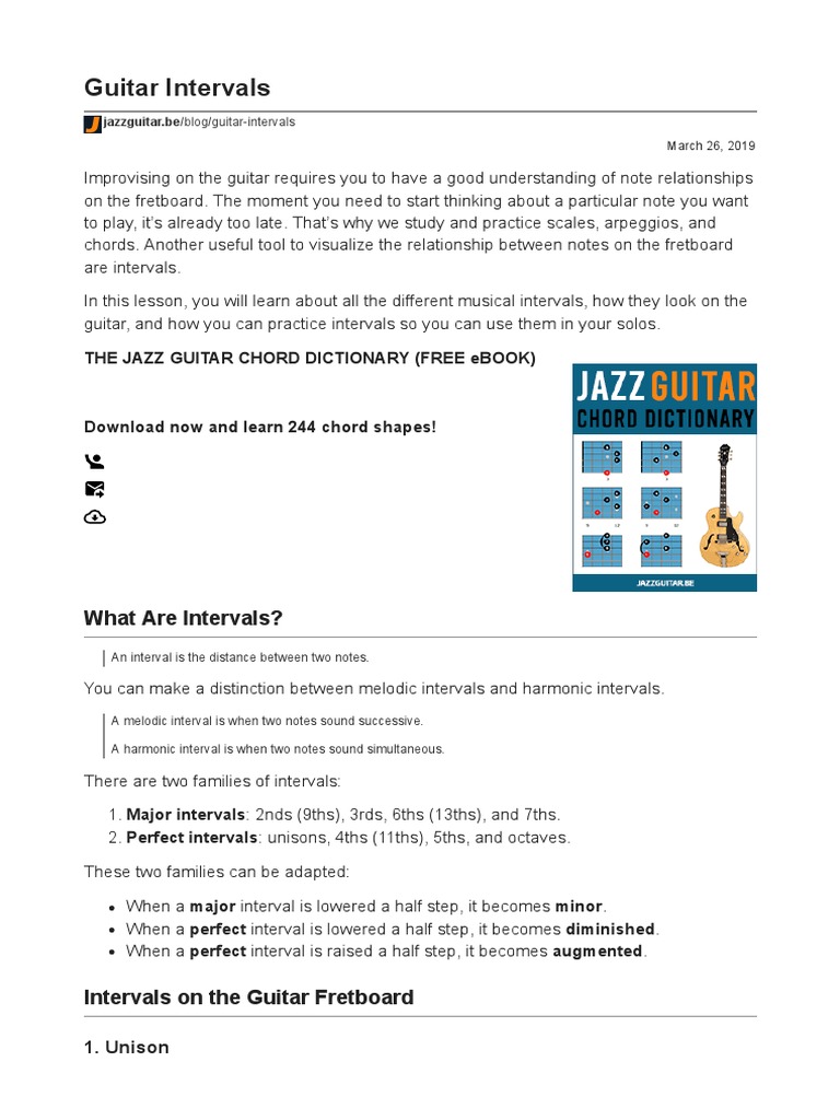 Guitar Intervals Explained for Jazz | PDF | Interval (Music) | Chord ...
