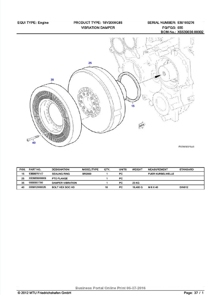 Mtu 18v2000 Parts | PDF
