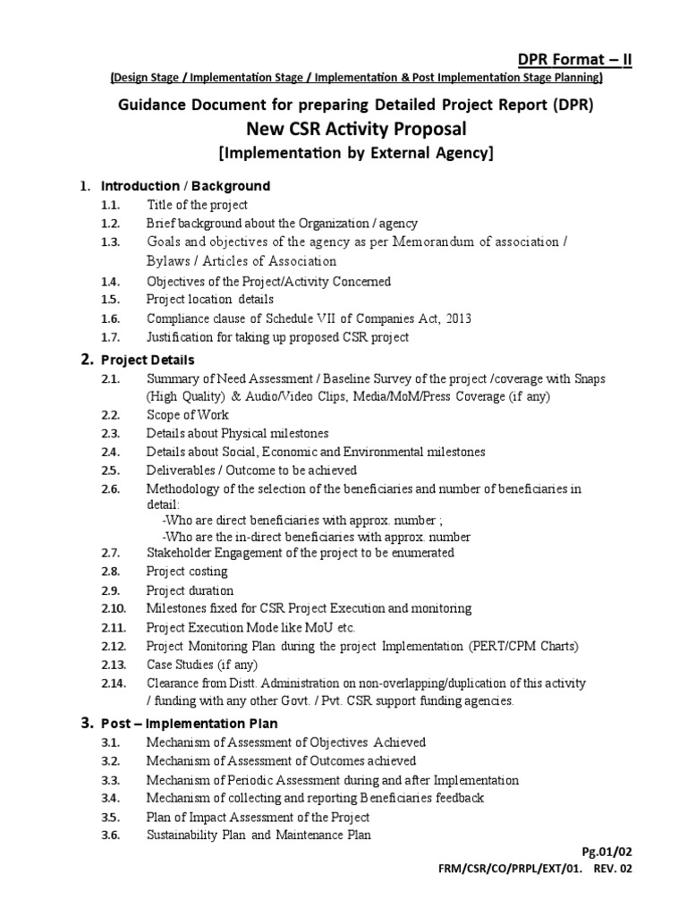 2-DPR Format II CSR Proposal by External Agency FRM II Rev 02 | PDF ...